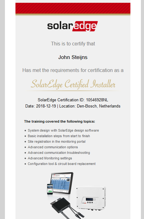 SolarSteijns gecertifierd SolarEdge installateur | SolarSteijns